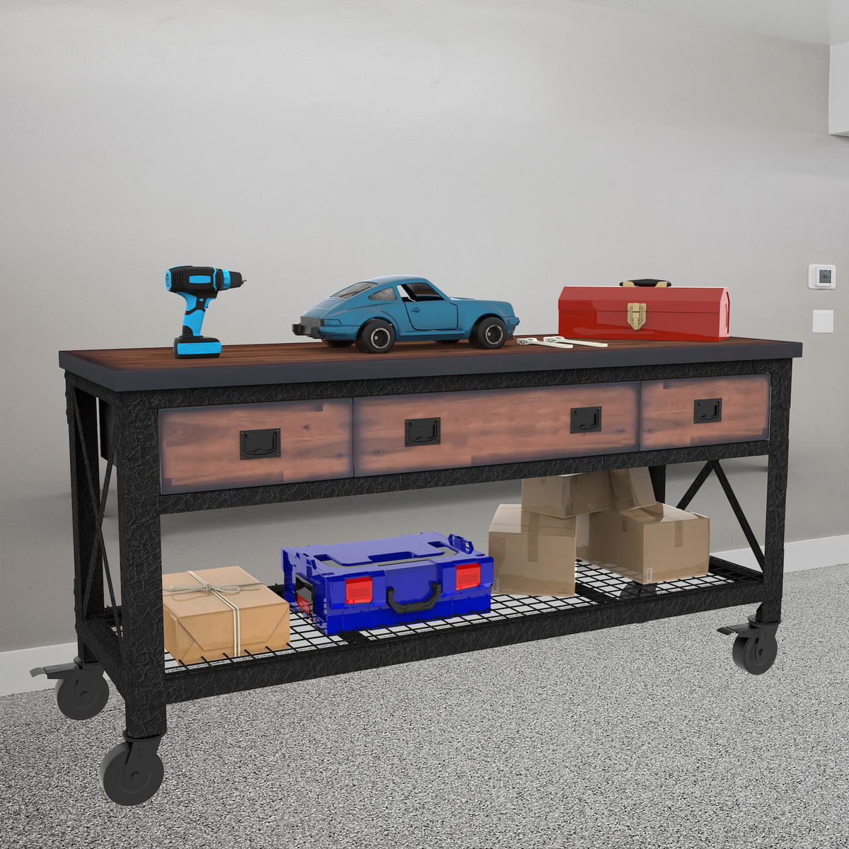 Duramax Rolling Workbench Furniture 72 in. x 24 in. with 3 Drawers, for ...
